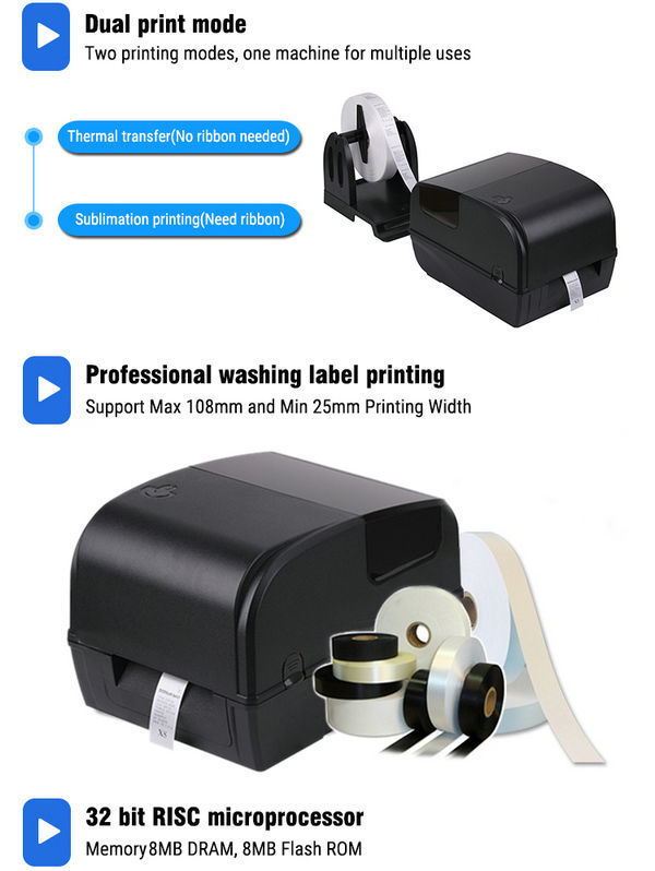Wash Care Label Thermal Data Matrix 4 Inch Desktop Printer HCC-2054TA ...