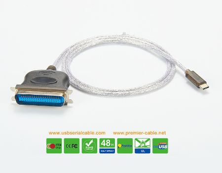 USB3.1 C Male to Parallel CN36 Female 36 Pins Printer Wire Cable ...
