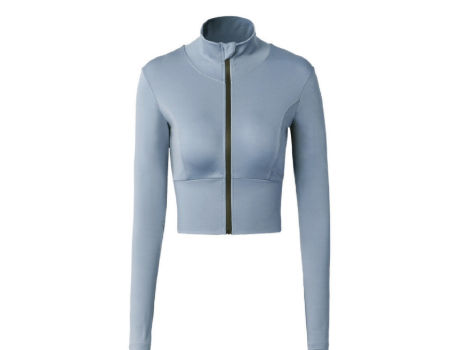 Women Fitness Yoga Shirt Gym Crop Top Running Coats Woman Long Sleeve Sports Jacket with Zipper ...