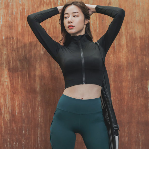 Women Fitness Yoga Shirt Gym Crop Top Running Coats Woman Long Sleeve Sports Jacket with Zipper ...