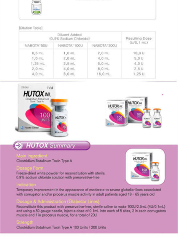 ReN Tox Nobota Bottulax100u Bottulax 200u Inotox 50u Nabota 100u Nabota ...