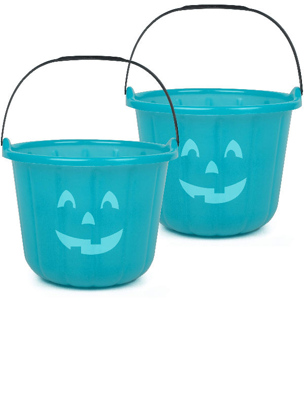 Teal Pumpkin Halloween Candy Treat Bucket 8.5in Lantern Trick or Treat ...