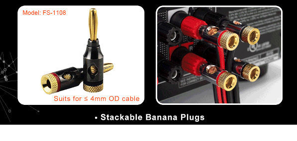 Quick Connector Right Angle Banana Plugs Gold Plated Speaker audio ...