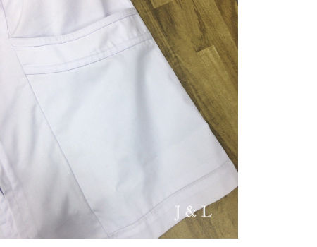 Cotton/polyester twill lab coat. short sleeves, nylon zipper front open ...