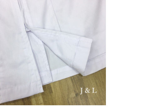 Cotton/polyester twill lab coat. short sleeves, nylon zipper front open ...