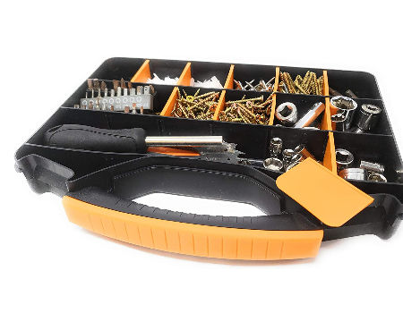 Hardware Box Storage. Hinged Box Made of Durable Plastic in a Slim ...