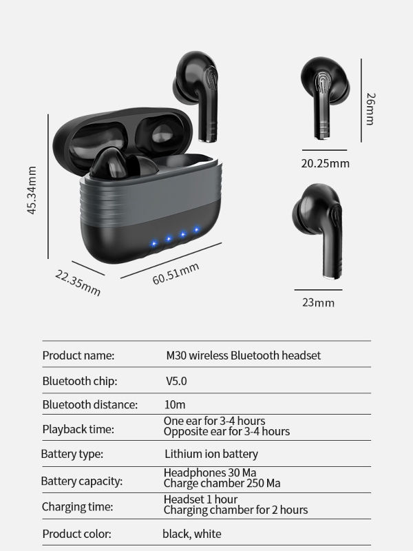 Touch Control Wireless TWS M30 Stereo Bass Sport Earbuds Noise ...