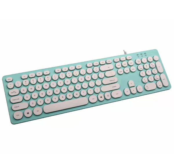Round Key Keyboard,104 Keys Black White Standard Wired Keyboard ...