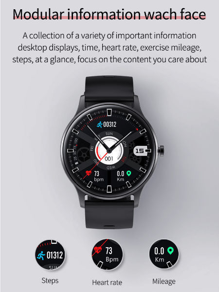 Wrist 1.3''Round full screen Smart Watch Red Montre Relgio Health ...