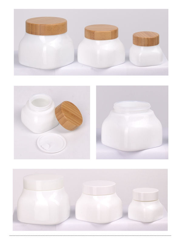 Square glass jar 50 ml glass cosmetic jars face cream jar opal glass ...