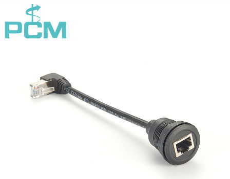 90 Degree RJ45 Angle Panel Mount Cable, Angle RJ45 Cable LAN Ethernet ...