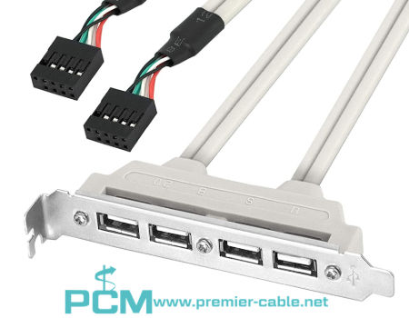 4 Port USB A Female Slot Plate Adapter, USB Cable USB to 5 pin Header ...