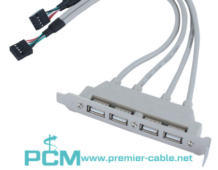 4 Port USB A Female Slot Plate Adapter, USB Cable USB to 5 pin Header ...