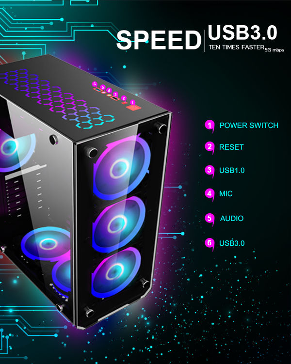 Customized branded logo rgb luminescent fan computer case, RGB Gaming ...