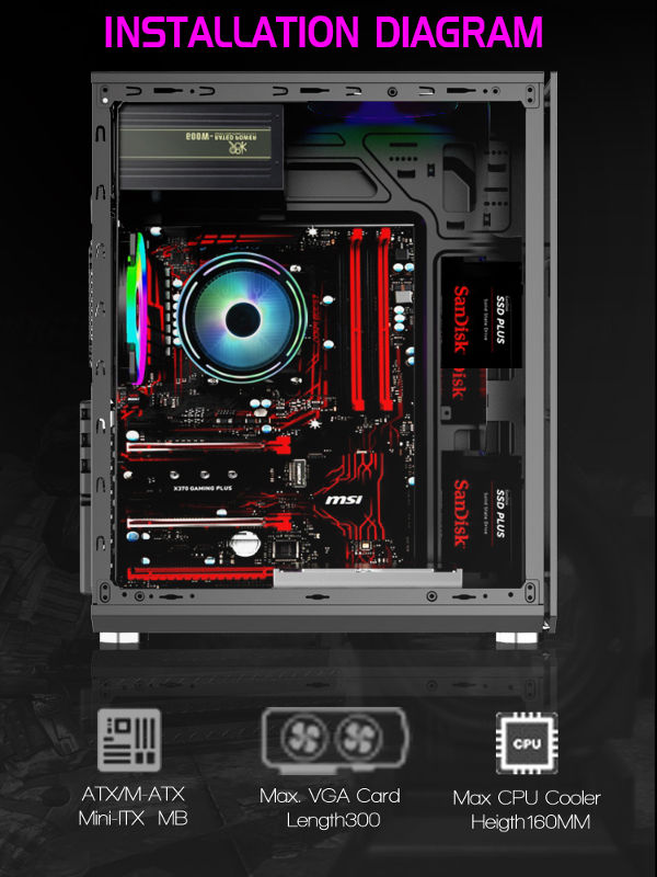 Customized branded logo rgb luminescent fan computer case, RGB Gaming ...