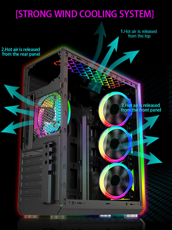 Customized branded logo rgb luminescent fan computer case, RGB Gaming ...