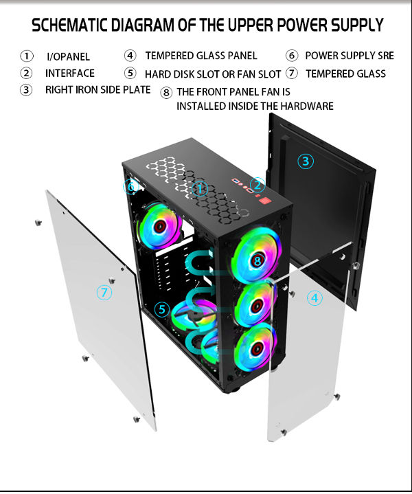 Customized branded logo rgb luminescent fan computer case, RGB Gaming ...