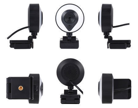 2K 1080p HD Webcam with Microphone and Ring Light, Webcam Cover, 3 ...