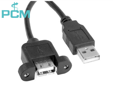 USB2.0 Screw Locking Panel Mount Cable, USB Panel Mount Cable Dual USB ...