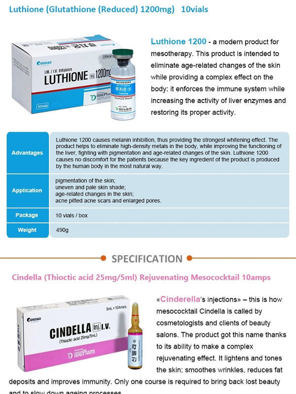 Whitening Injection Cindella Luthione Thioctic Acid Glutathione Vitamin ...