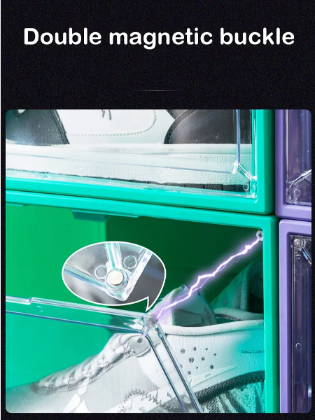 Stackable led light shoe storage box Color shoe box with white LED ...