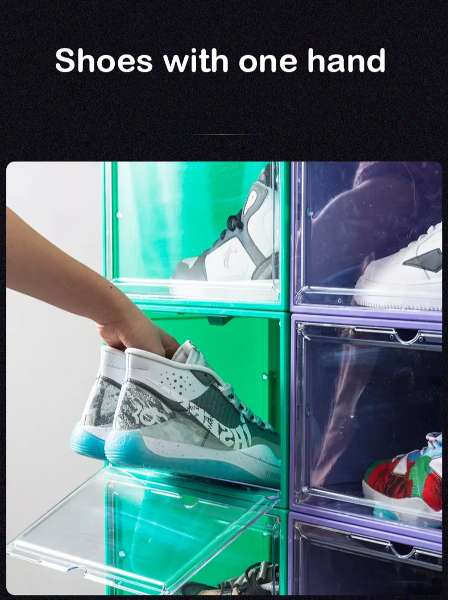 Stackable led light shoe storage box Color shoe box with white LED ...