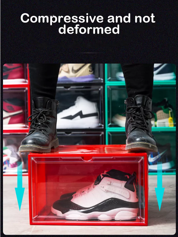 Stackable led light shoe storage box Color shoe box with white LED ...