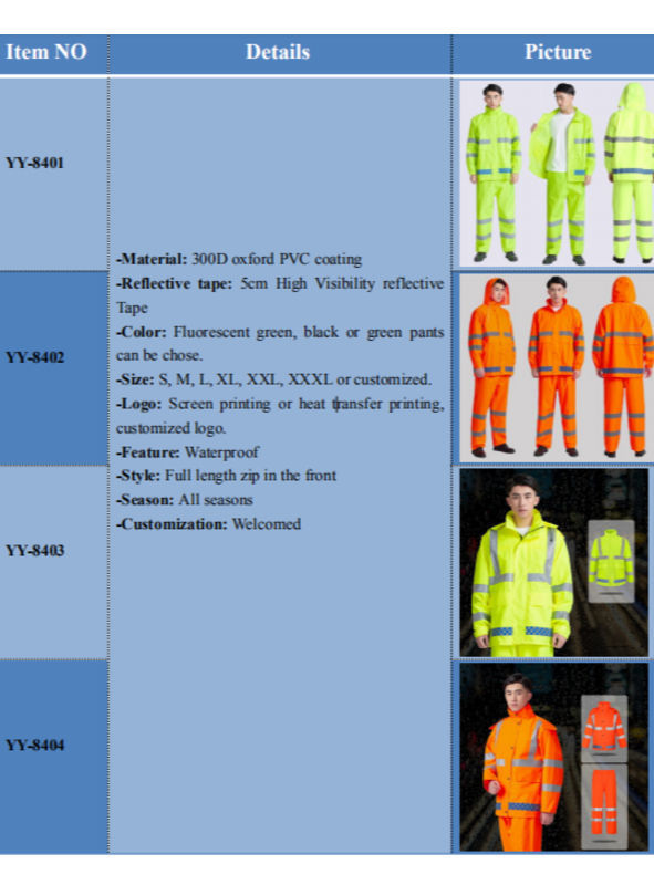 OEM Waterproof Reflective Raincoat With Pants Traffic Used Road Safety ...