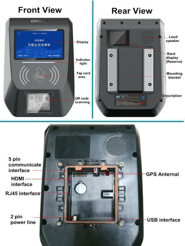 Contactless card reader nfc pos terminal bus ticketing system with RFID ...