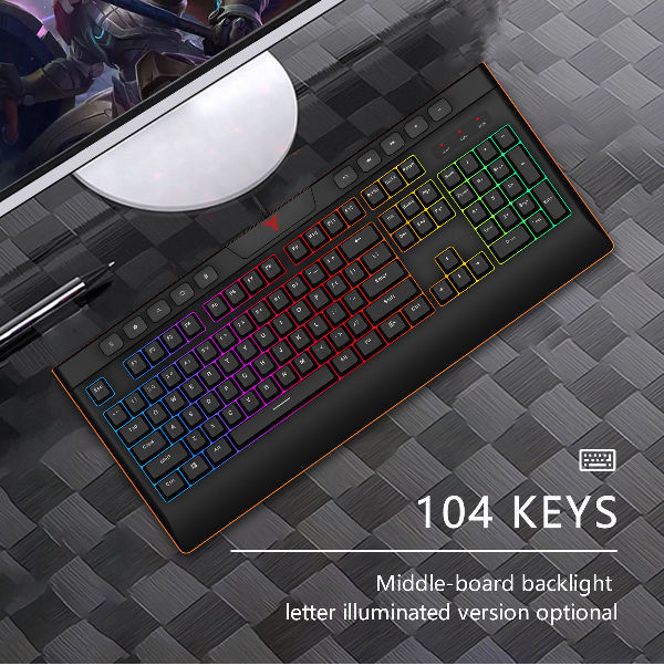 Wired computer membrane keyboard with white single or rainbow backlight ...