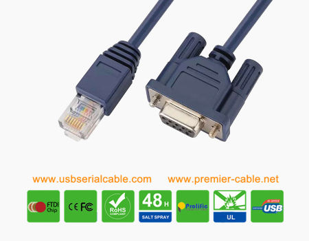 8-Pin RJ45 to DB9 Female Cable, 8-Pin RJ45 Cable RJ45 Serial Cable ...