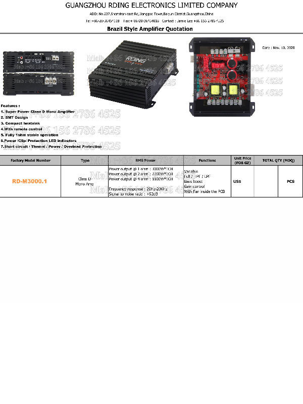 3000W RMS Monoblock Power Amplifier with Professional design Class D ...
