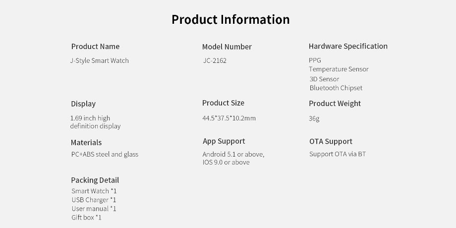 J-Style J2162 2022 New Bluetooth Smartwatch with Heart Rate SpO2 Body ...