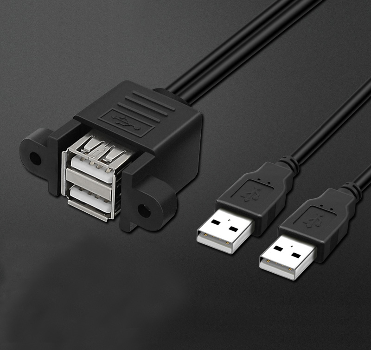 Stacked Type A Panel Mount Cable, screw panel mount Stacked USB Panel ...
