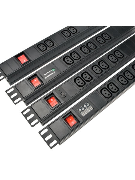 19'' 1U IEC C13 6 outlets PDU Socket with 16A Master Switch 1000J Surge ...