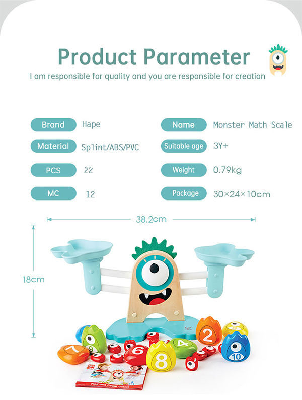 Hape Counting Game Toys Weighing Monster Math Scale Balance Preschool ...