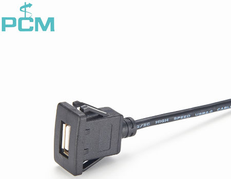 Type A USB Panel Mount Snap In Extension Cable, Type A Snap In Cable ...