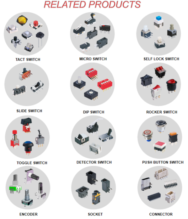Pcb tact switch, spst 4 pin black push wholesale switch, momentary tact ...