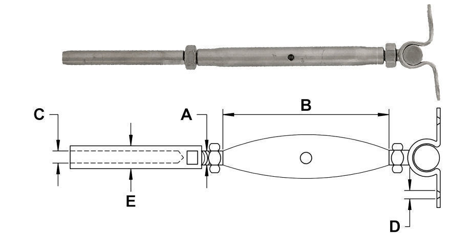 Stainless Steel T316 Cable Railing Kit Fit 1/8" Wire Rope Turnbuckle ...
