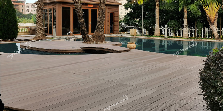 Anti-slip Wood PP Composite WPC Villa Swimming Pool Floor / Small ...