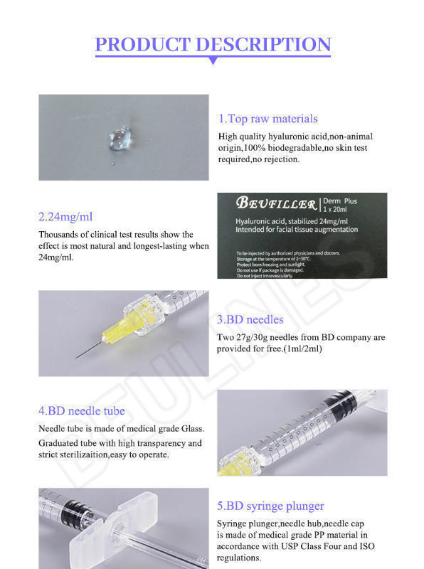 Hyaluronic Acid Dermal Fillers for Facial Fine Line Injection ...