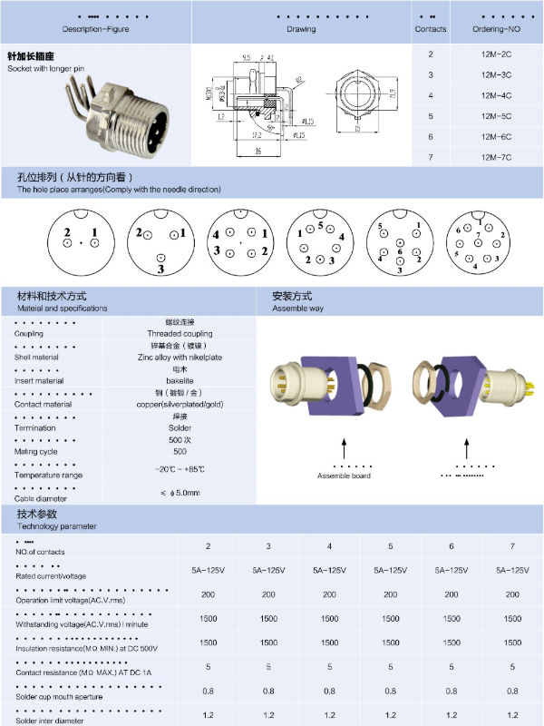 GX12 GX16 4pin waterproof connector connector Aviation panel mount male ...