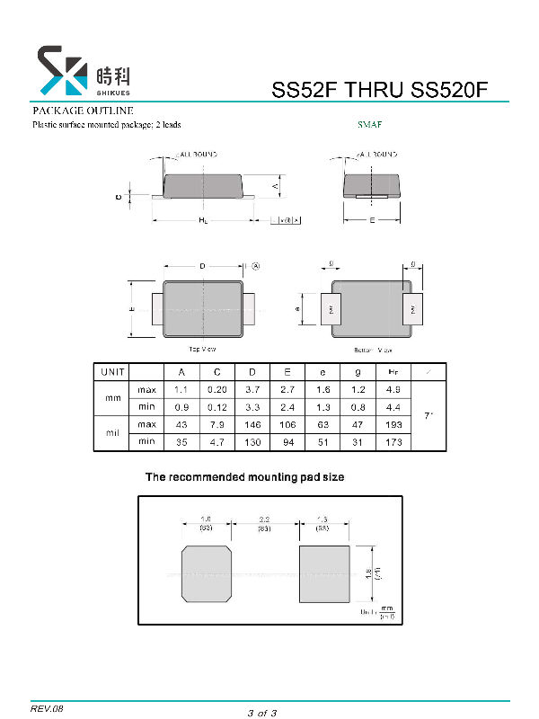 SHIKUES Hot Sale Popular Customized 5A 60V SS56F SMAF package schottky ...