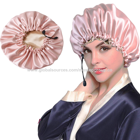 18 jumbo Large Satin Lined Shower Caps With Adjustable Drawstring Cords Waterproof Bath Caps 0.35 Wholesale China Shower Caps at Factory Prices from Quanzhou Maxtop Group Co. Ltd Globalsources