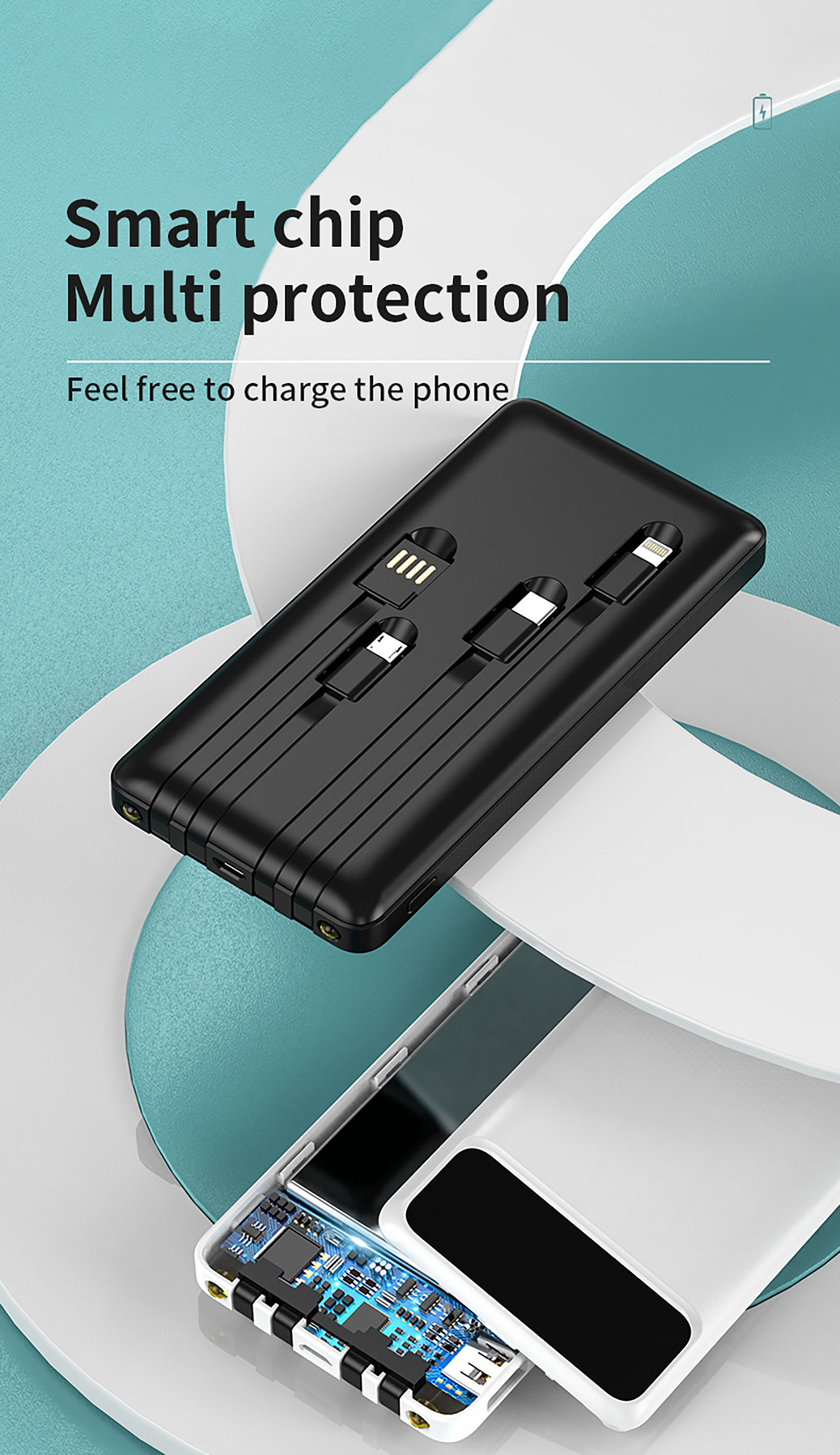 Buy Wholesale China 10000mah Power Banks Built-in 4 Cables Portable ...
