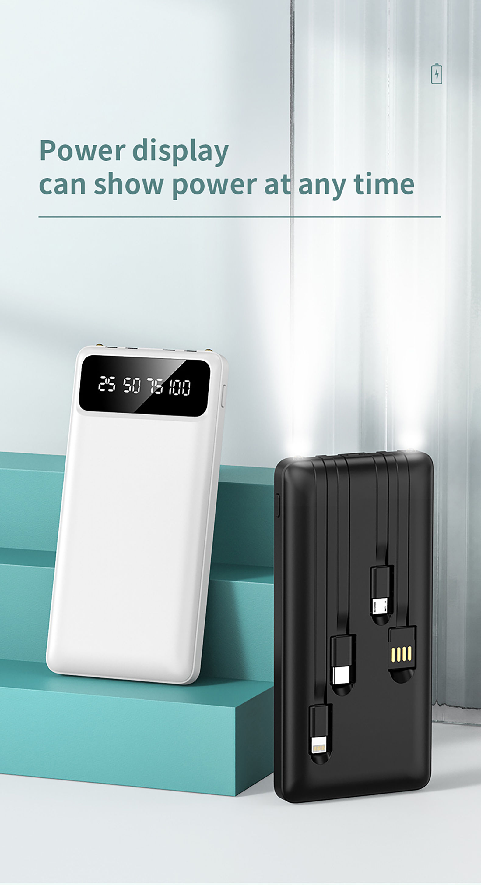 Buy Wholesale China 10000mah Power Banks Built-in 4 Cables Portable ...