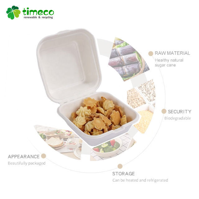 Food Packaging Box Biodegradable Compostable Food Packaging Sugarcane Paper Pulp Biodegradable ...