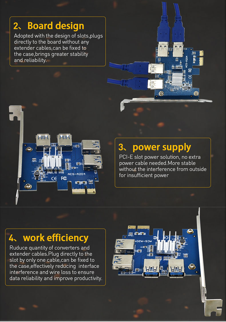 Achetez en gros Carte Graphique Pci-e Usb3.0 Pci-e 1x à 4 Port Usb 3.0 ...