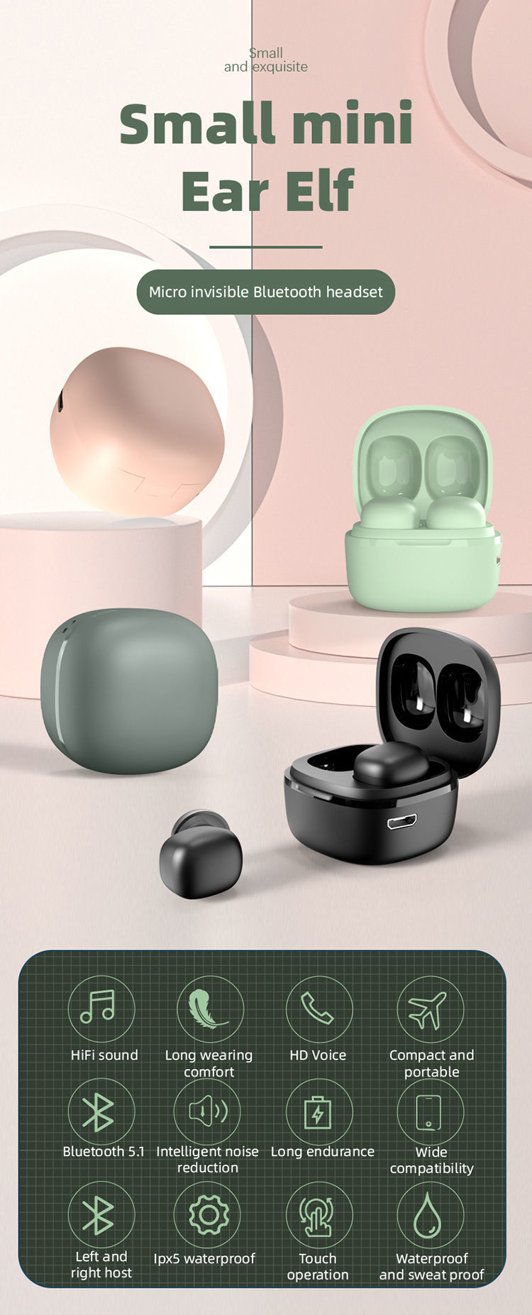 Tws T3 Wireless Earphones Bluetooth Earbuds Stereo Noise Cancelling ...