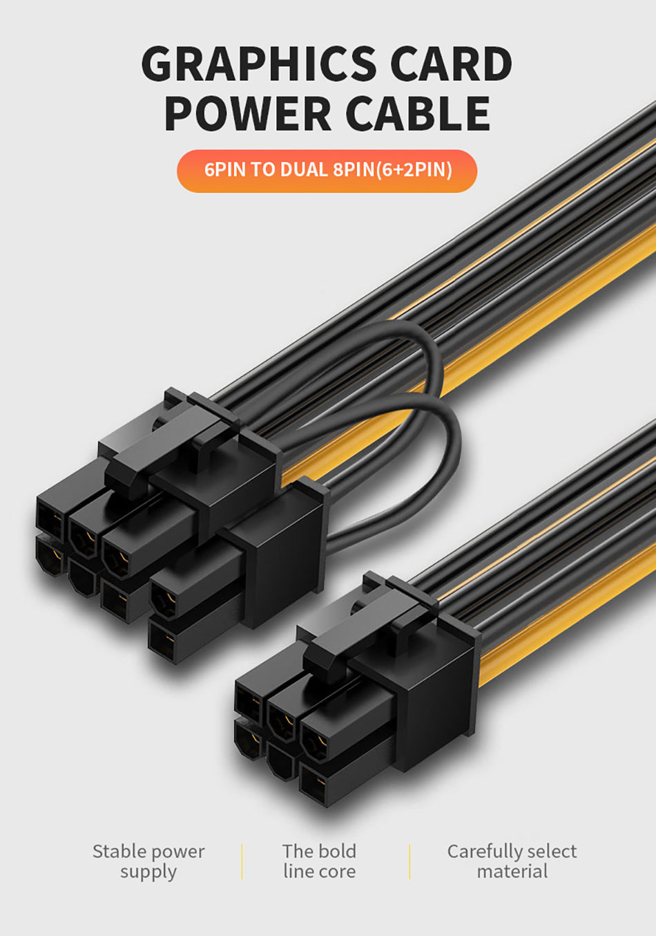 6 Pin Male To Dual 8 Pin Male Power Cable 6 Pin Male To Dual 8 Pin Male ...
